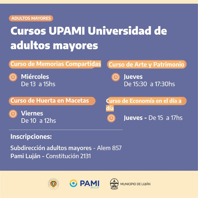 Programa UPAMI: inscriben a cursos gratuitos para adultos mayores | Noticias UNLu